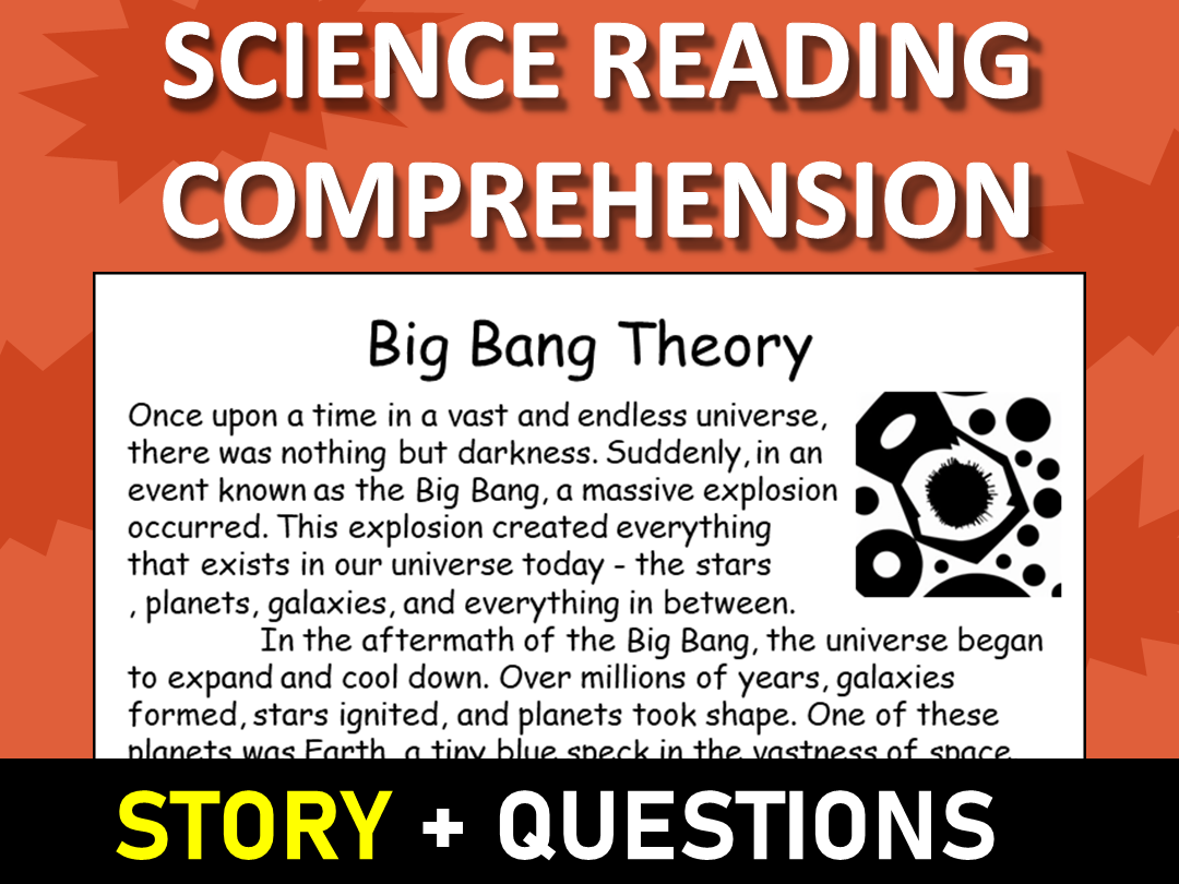 Big Bang Theory Reading Science Story Comprehension Questions Worksheet | Teaching Resources