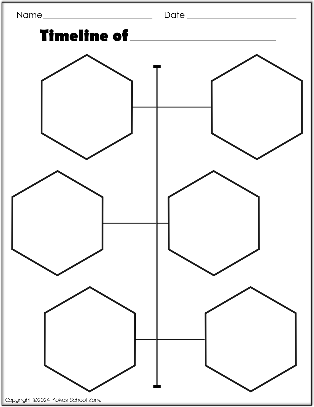 Blank Timeline Templates - Printable Graphic Organizers for Any Subject ...