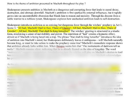 *GRADE 9* how does Shakespeare present the theme of Ambition throughout ...