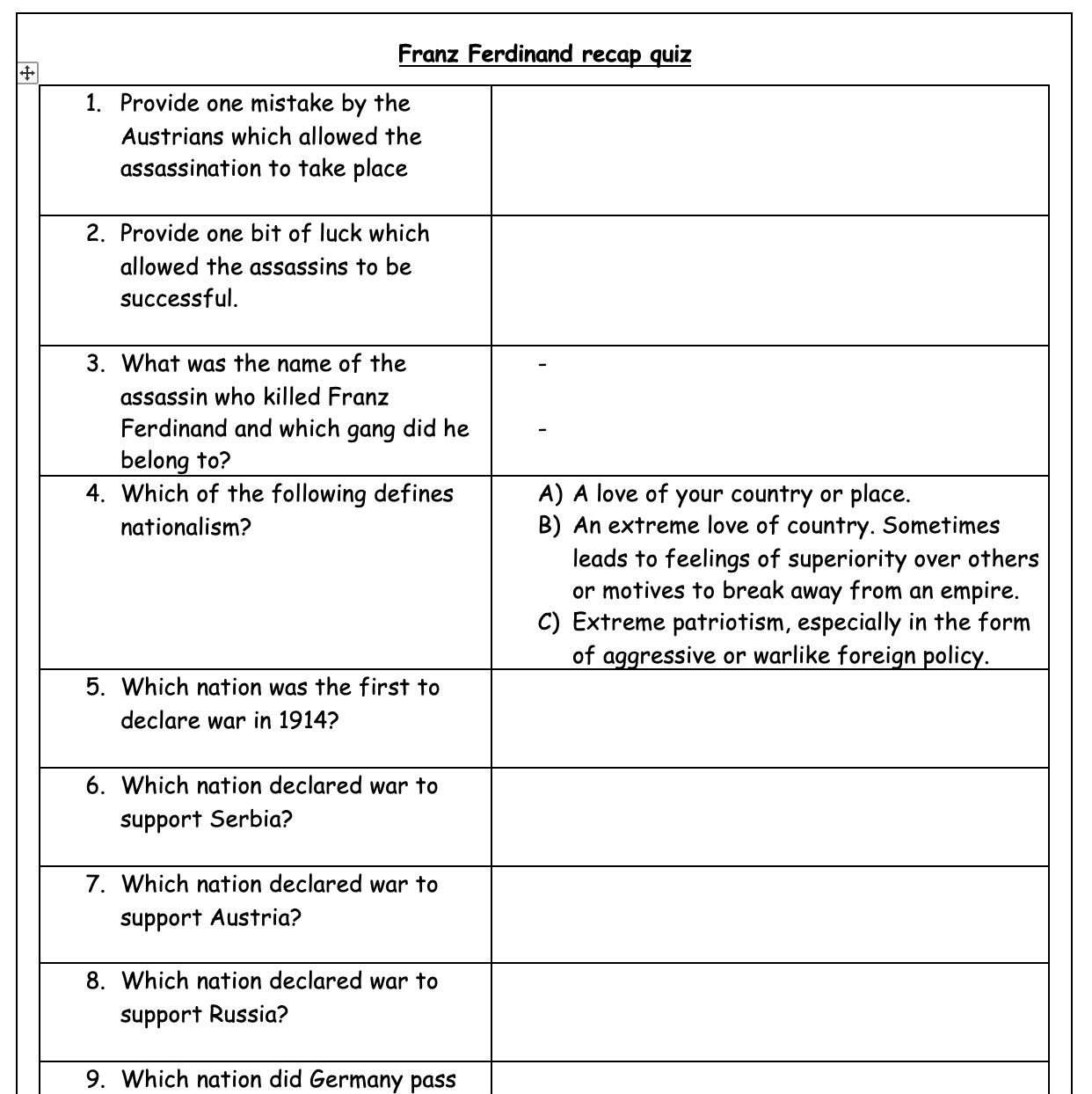 KS3 WW1 causes - 2. Which of the 'Great Powers' was most powerful in ...