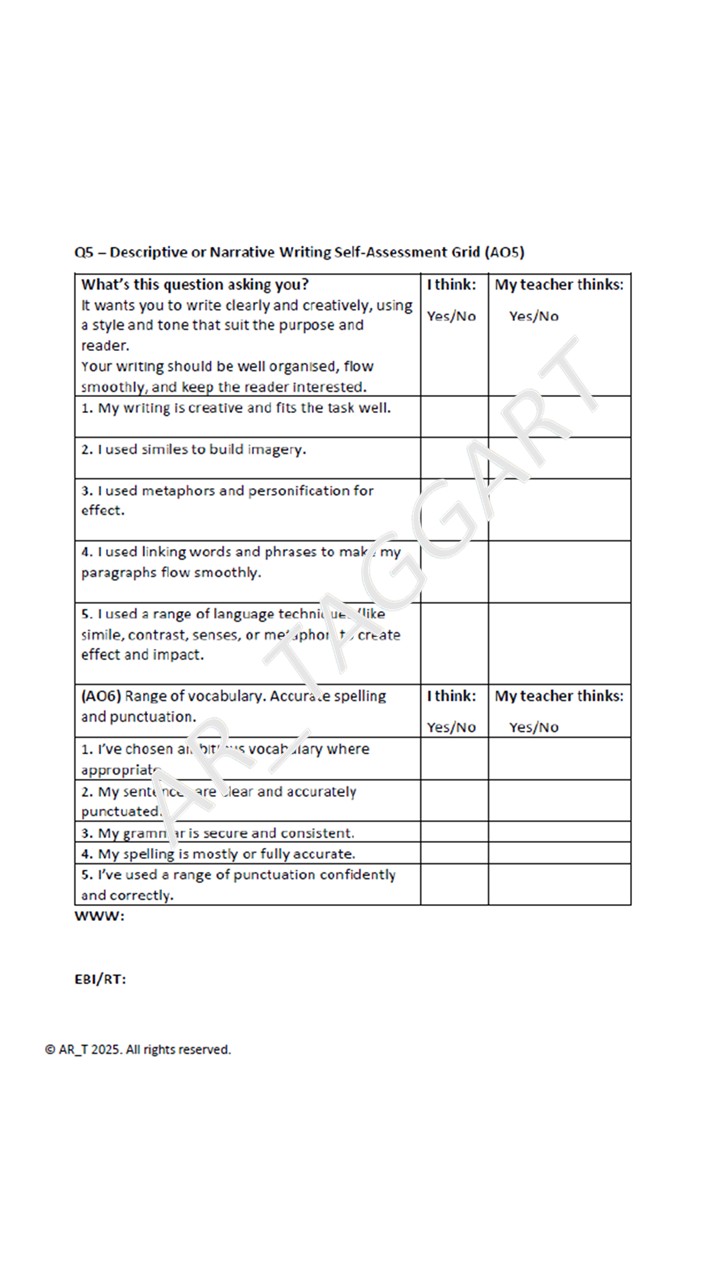 ONE - PAPER 1 | 2026 FULL MOCK | Q5 TASKS (Rem) | Teaching Resources