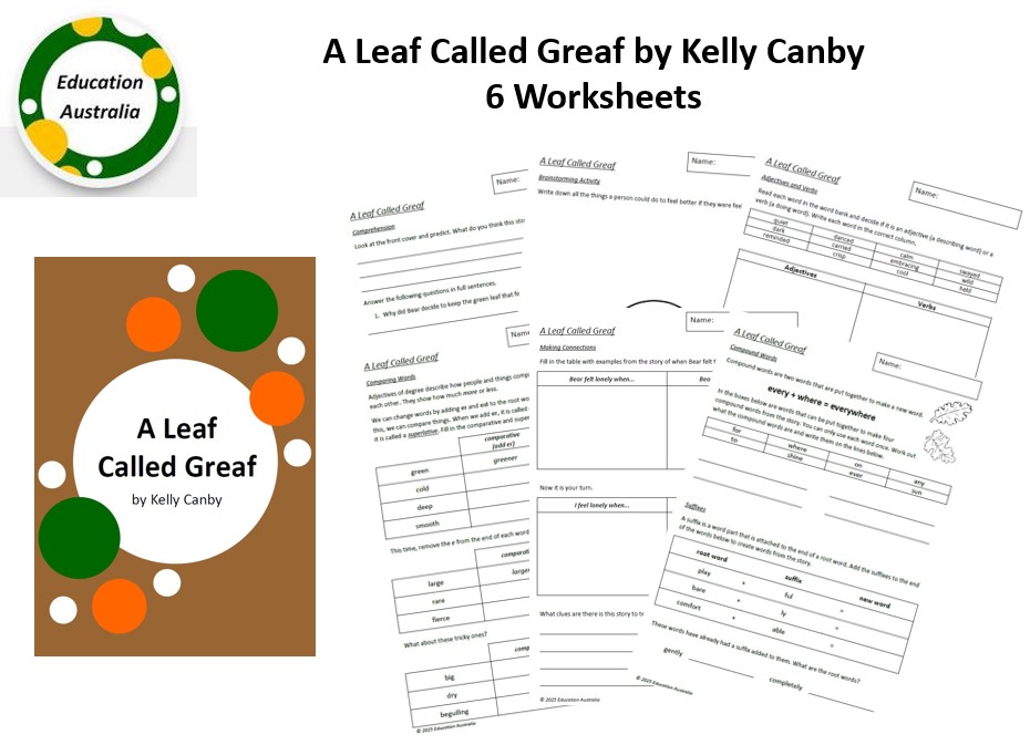 A Leaf Called Greaf by Kelly Canby - 6 Worksheets - 2025 CBCA Book of ...