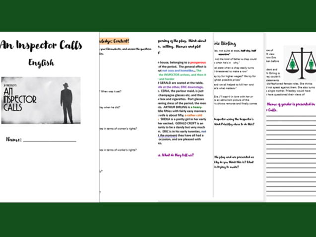 An Inspector Calls Study Booklet | Teaching Resources