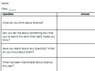 Pupil Questionaires - Science Coordinator's review | Teaching Resources