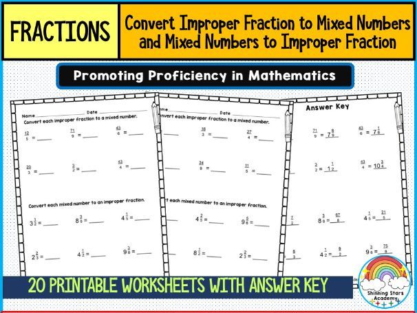 Convert Improper Fractions to Mixed Numbers and Mixed Numbers to ...
