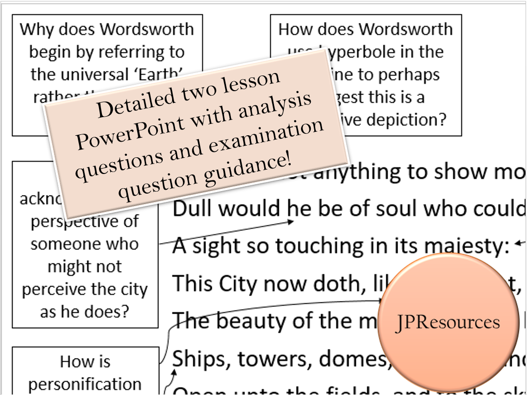 Composed Upon Westminster Bridge by Wordsworth - Edexcel Poetry - two ...