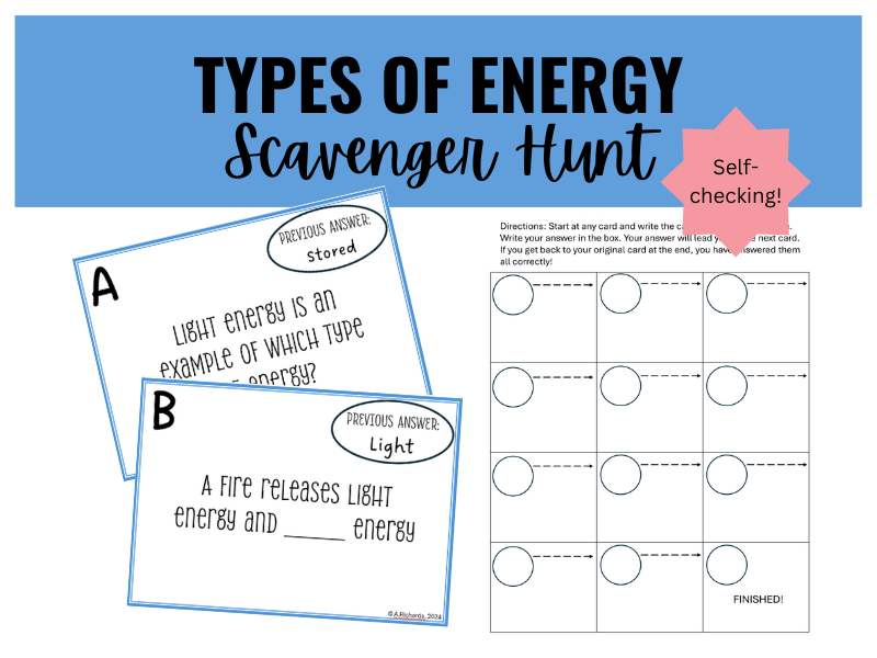 Types of Energy Scavenger Hunt | Teaching Resources