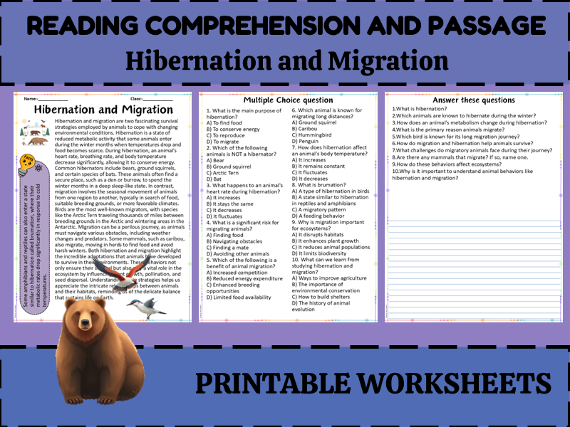 Explore Hibernation & Migration: Engaging Reading Passage with ...