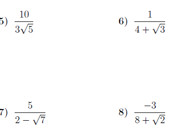 Four worksheets on rationalising the denominator (with solutions ...