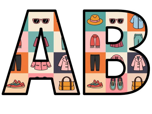 Items of Clothing Textiles Lettering Set Display Title Letters Numbers ...