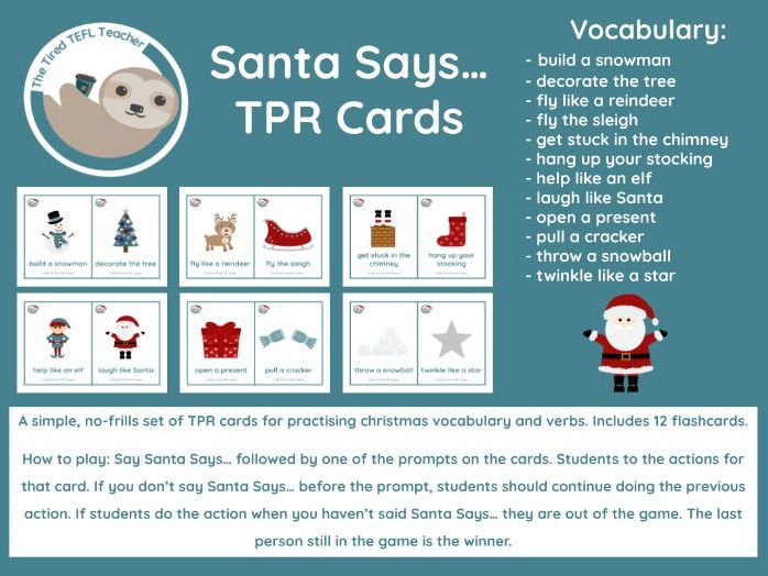 ESL Santa Says... TPR Cards | Teaching Resources