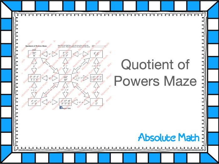 Quotient of Powers Maze | Teaching Resources
