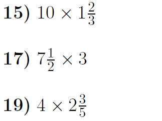 Multiplying mixed numbers and whole numbers worksheet no 4 (with ...
