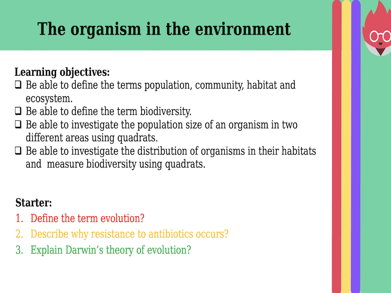 IGCSE Edexcel Biology (9-1) The organism in the environment | Teaching ...
