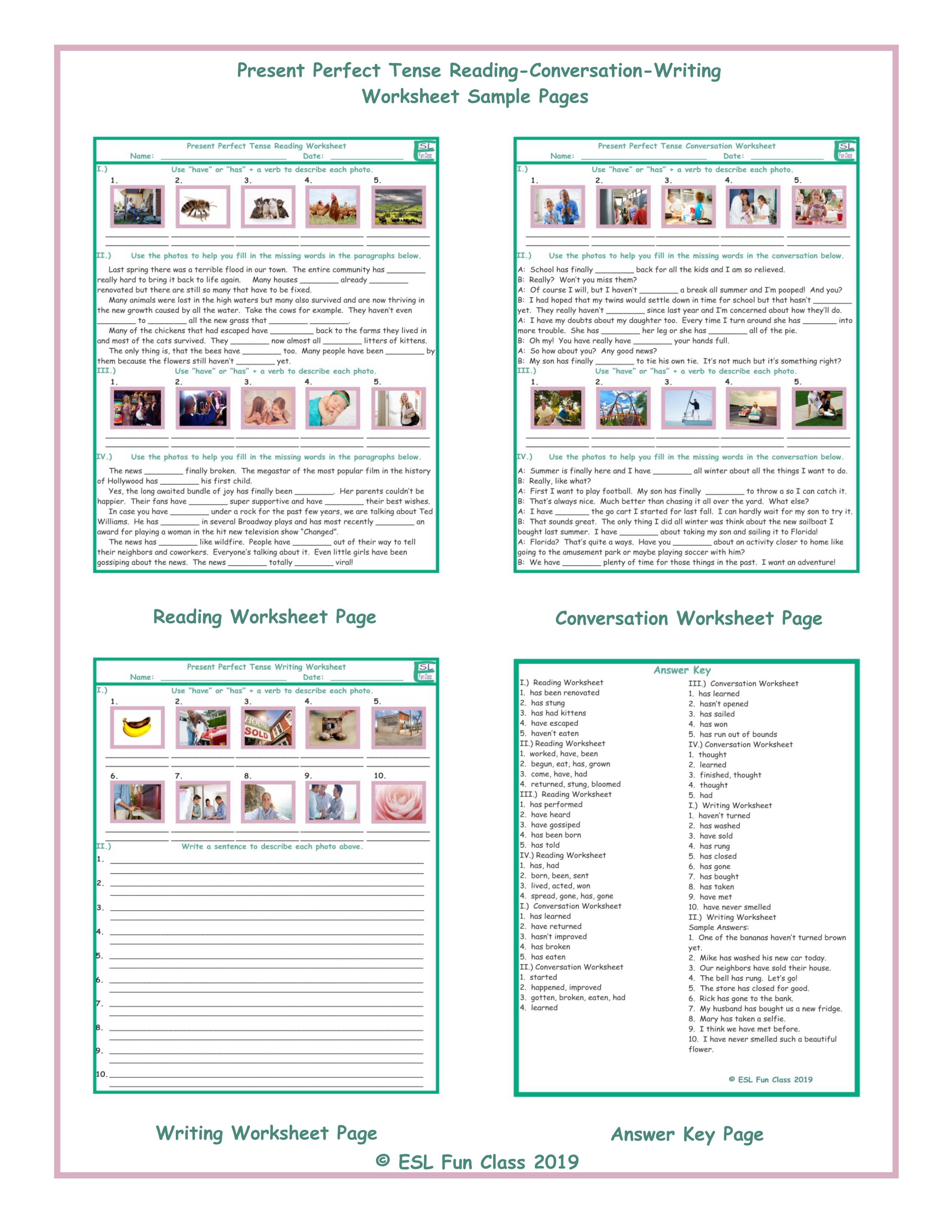 Present Perfect Tense Reading Conversation Writing Worksheets present-perfect-tense-reading-conversation-writing-worksheets