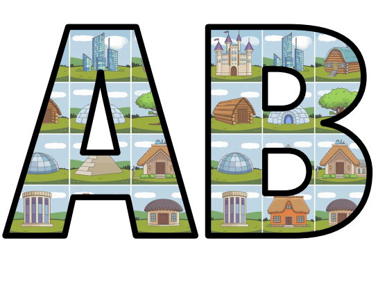 Houses Homes Places Settings Live Lettering Set Display Title Letters ...