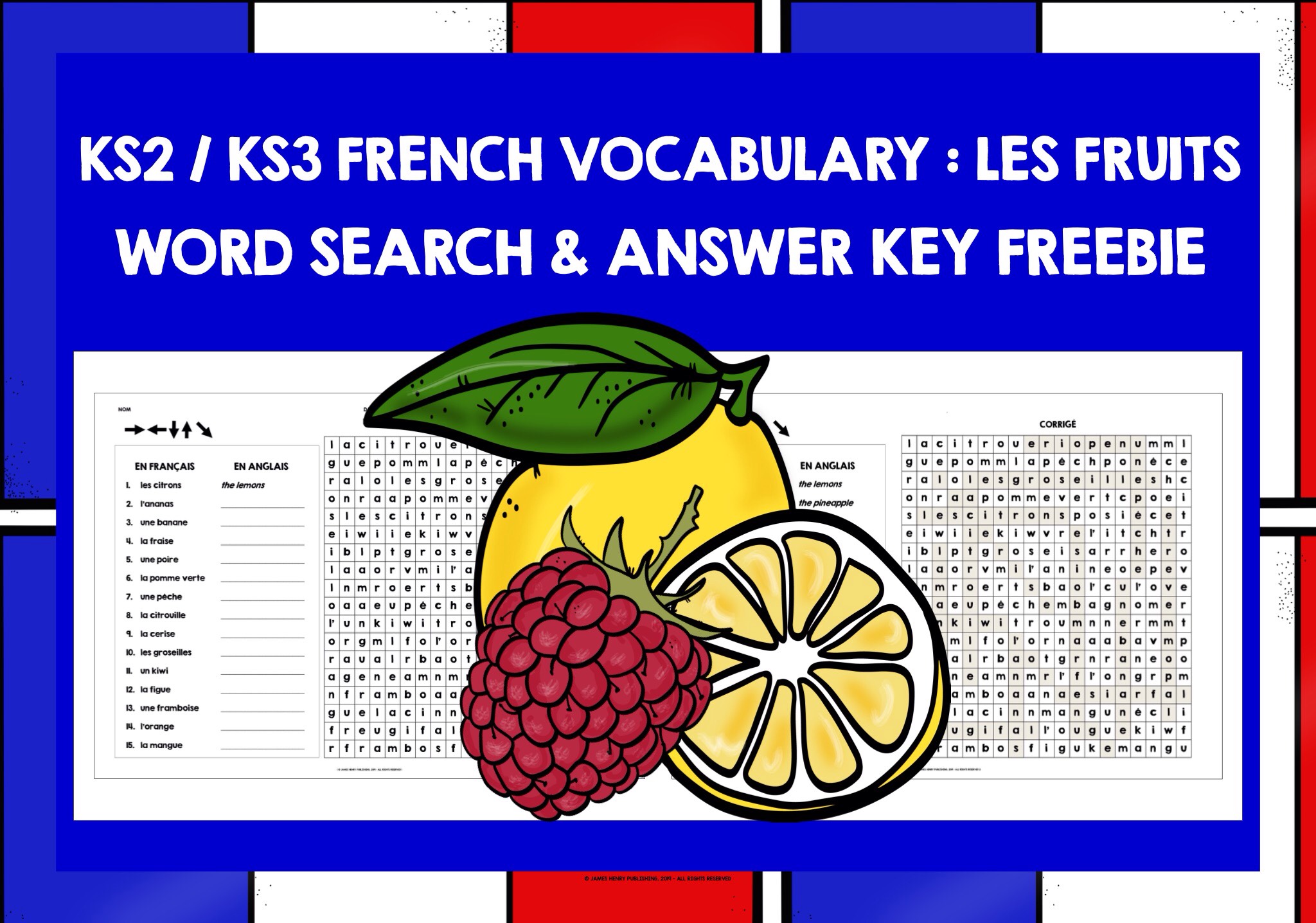 FRENCH FRUITS WORD SEARCH FREEBIE | Teaching Resources