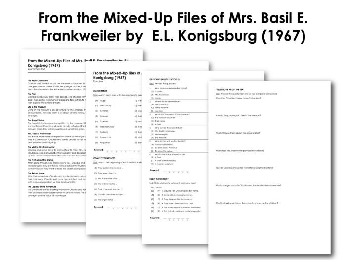 From the Mixed-Up Files of Mrs. Basil E. Frankweiler by E.L. Konigsburg ...
