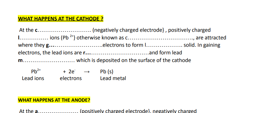 ELECTROLYSIS IGCSE CHEMISTRY EDEXCEL {9-1} | Teaching Resources