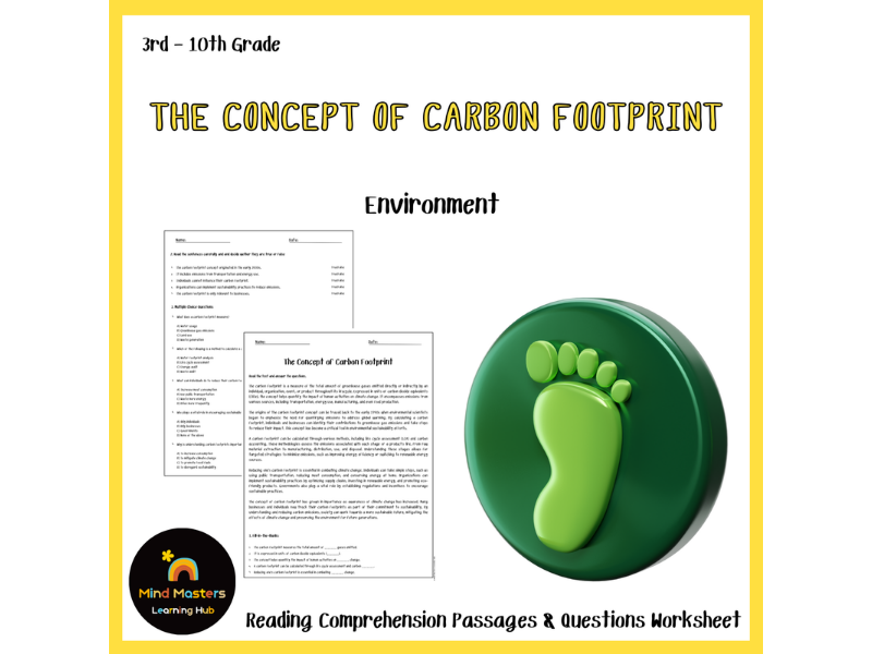 The Concept of Carbon Footprint Reading Comprehension Passages ...