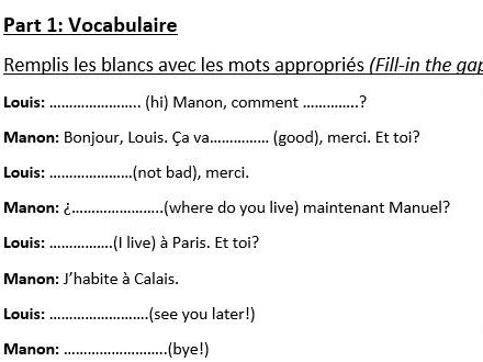 Beginner's French Les Salutations Worksheet | Teaching Resources