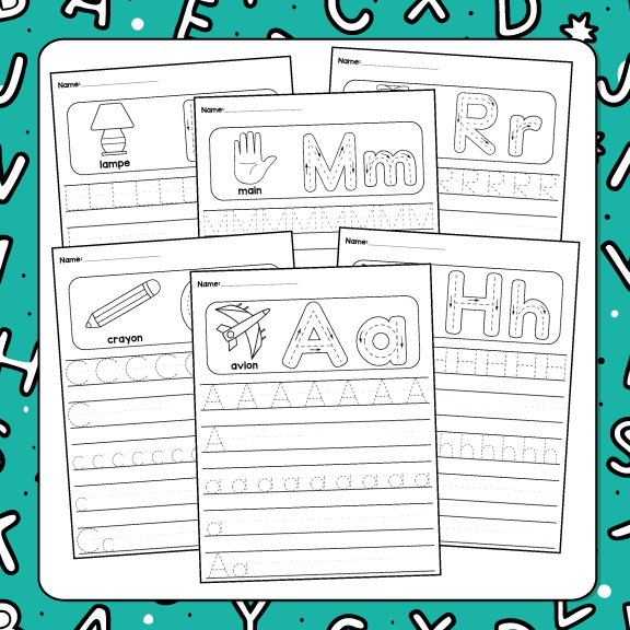 French Alphabet Letters (Upper & Lowercase) Tracing and Coloring ...