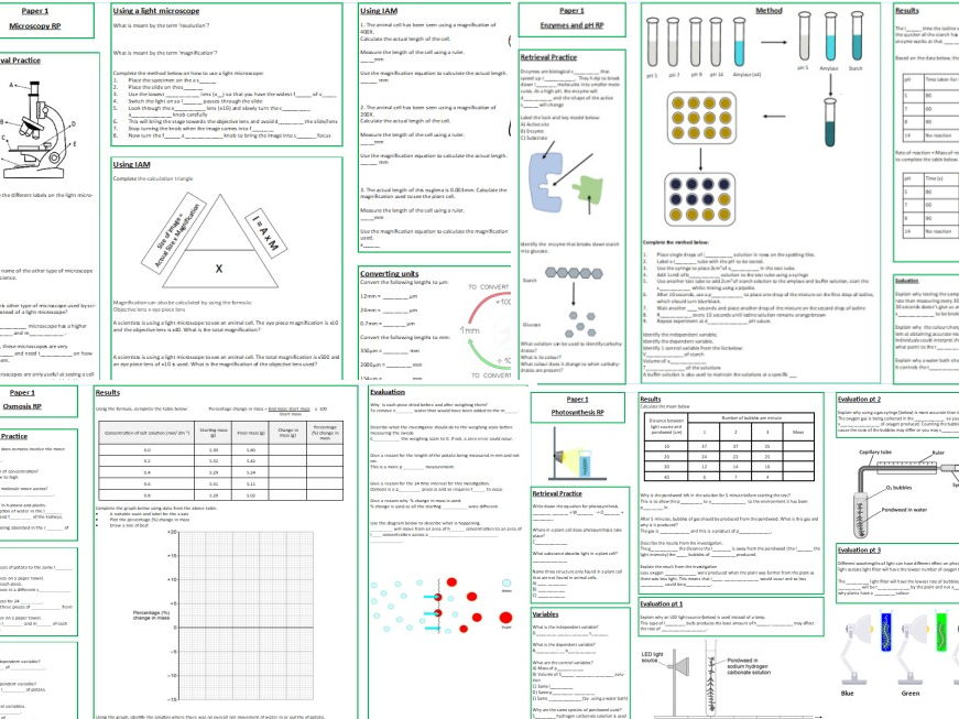 Paper 1 Biology RP Revision Mats | Teaching Resources