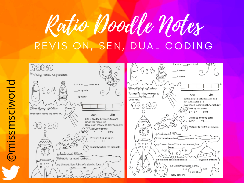 Ratio Maths Doodle Notes | Teaching Resources