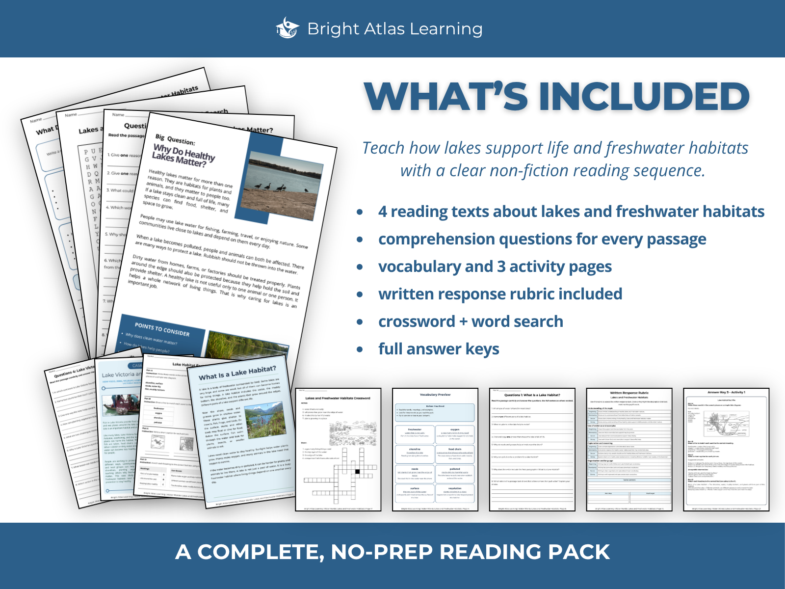 KS2 Non-Fiction Reading Comprehension Worksheets: Lakes | Years 4–5 ...
