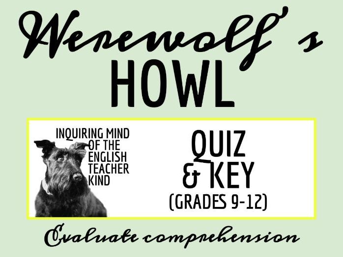 "The Werewolf's Howl" by Brooke Byrne Quiz and Answer Key (Halloween ...