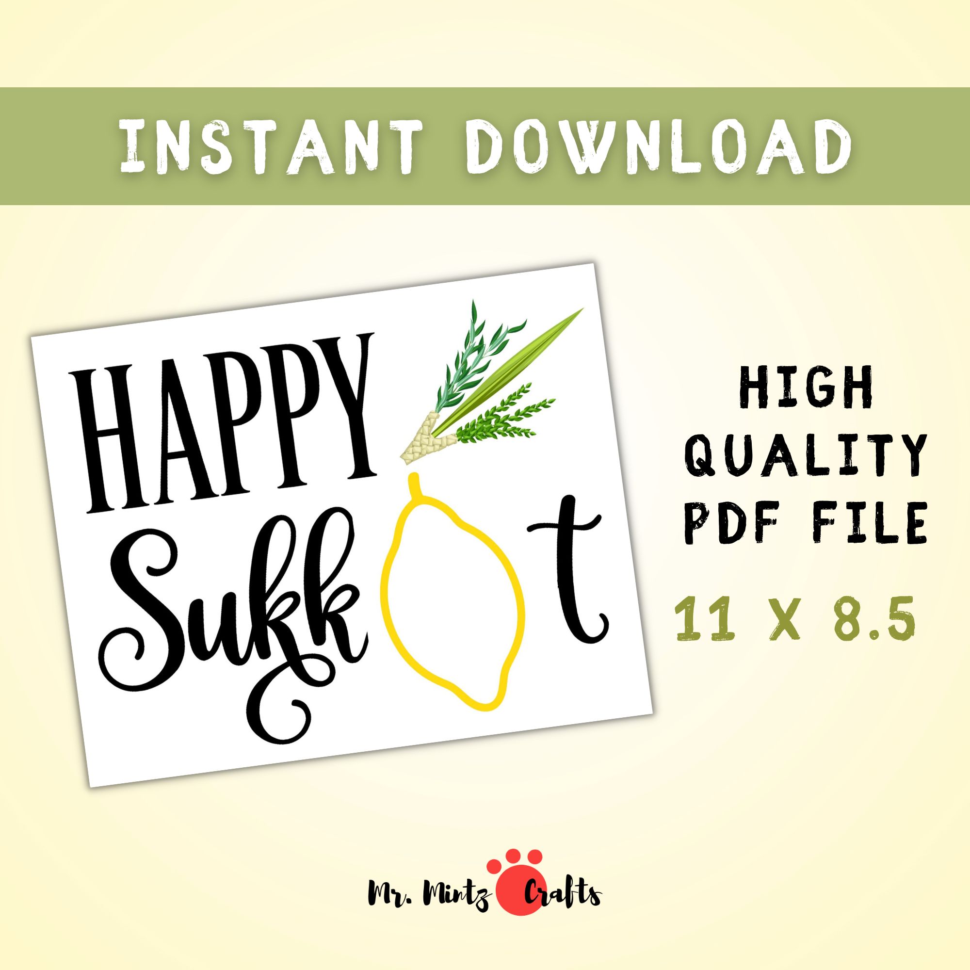 Sukkot Handprint Craft — Printable Four Species (Lulav & Etrog ...