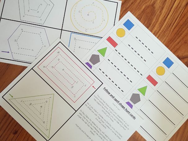 2d shape, Follow and spell card hunt | Teaching Resources