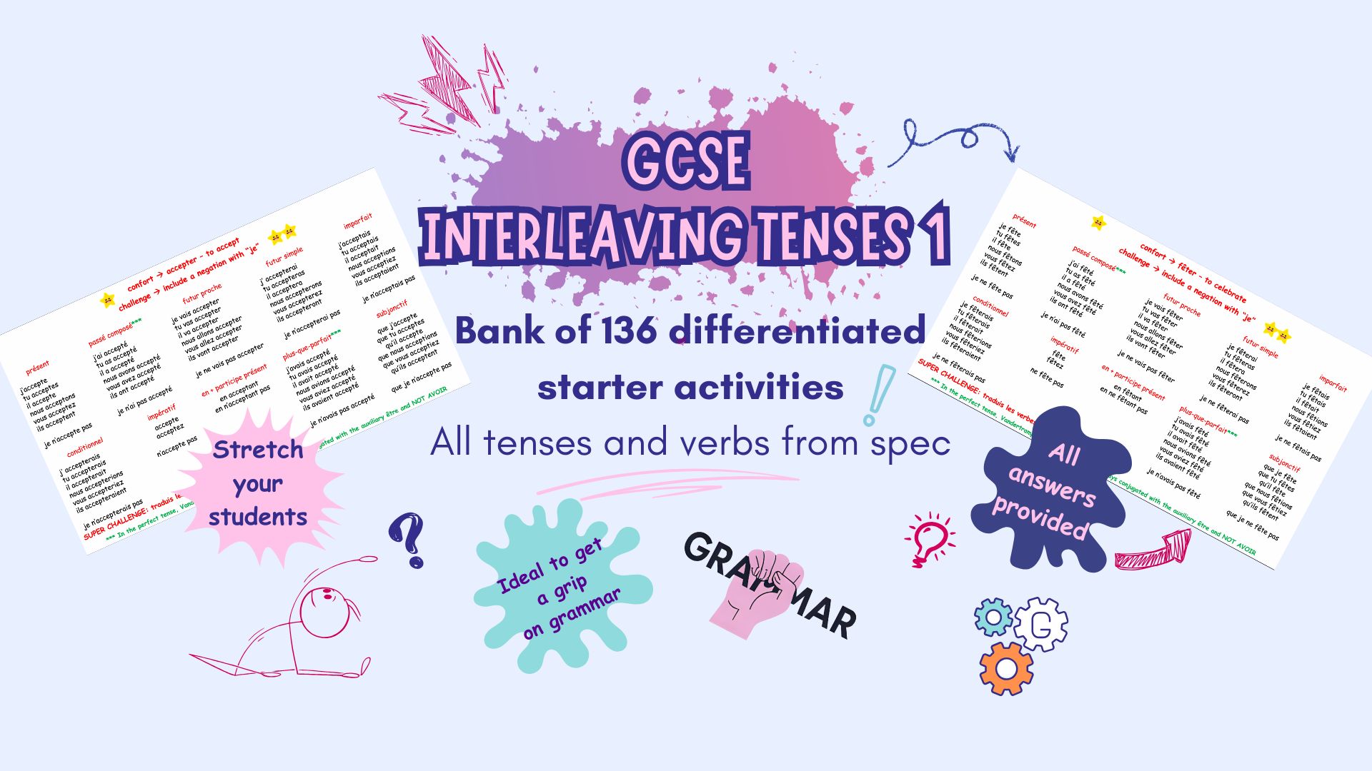 Bank of differentiated interleaving starters - French GCSE tenses | Teaching Resources