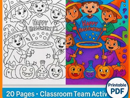Halloween Collaborative Coloring Poster Classroom Team Activity ...