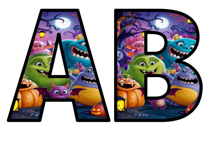 3d Monsters AI Bright Colors Lettering Set Display Title Letters ...