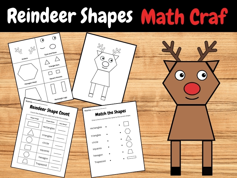 Reindeer 2D Shapes Math Craft (Christmas/Winter Activity) | Teaching ...