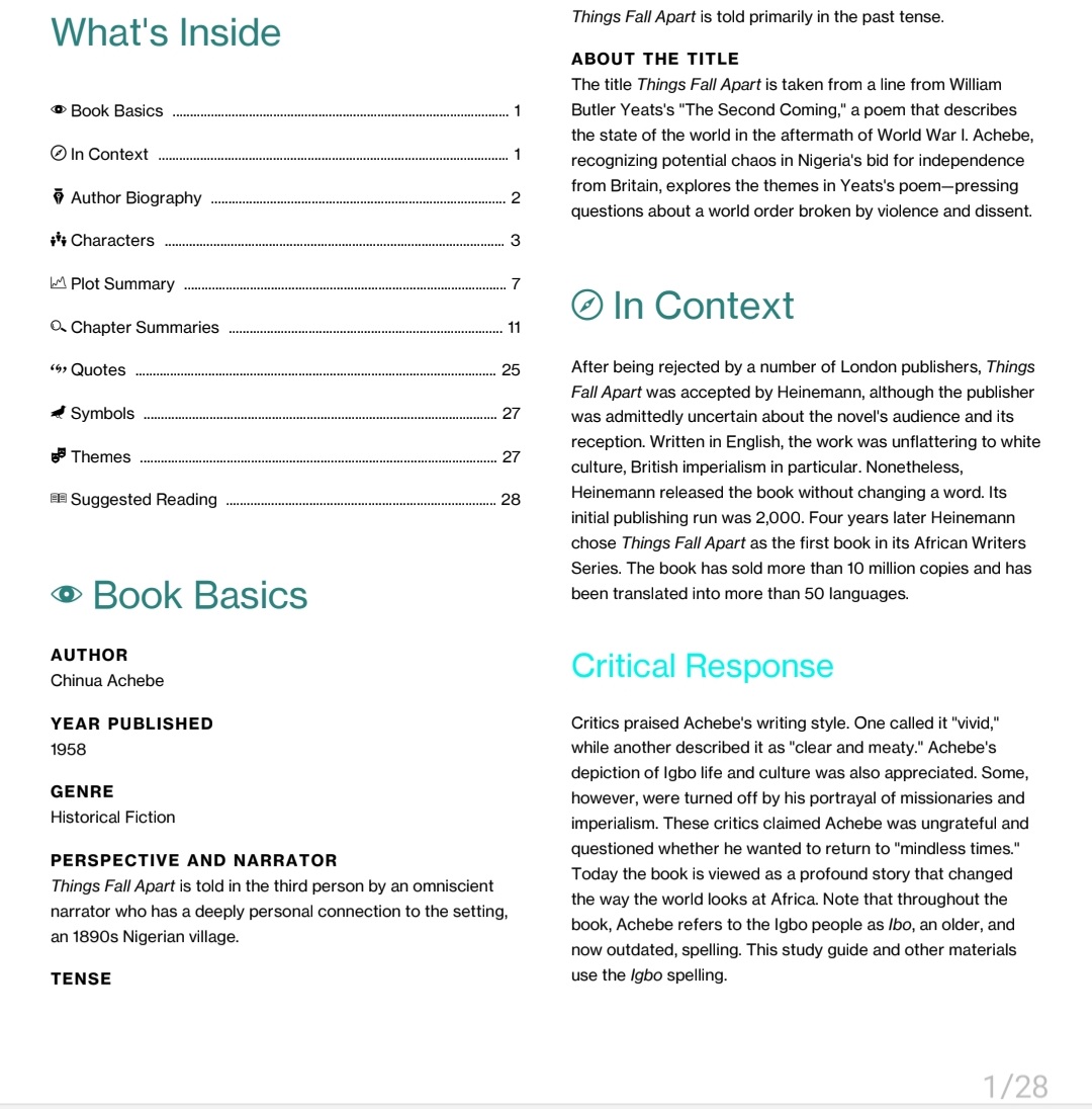 Things Fall Apart Study Guide | Teaching Resources