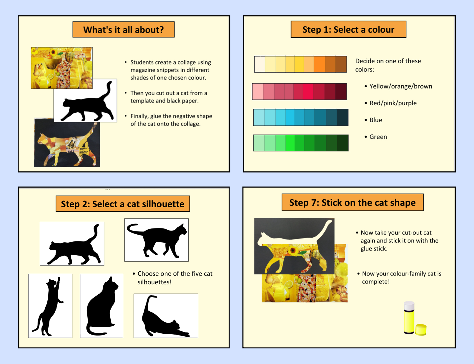 KS3/KKS3/KS4 Art Lesson: Collage Cat – Exploring Shades of Colour ...
