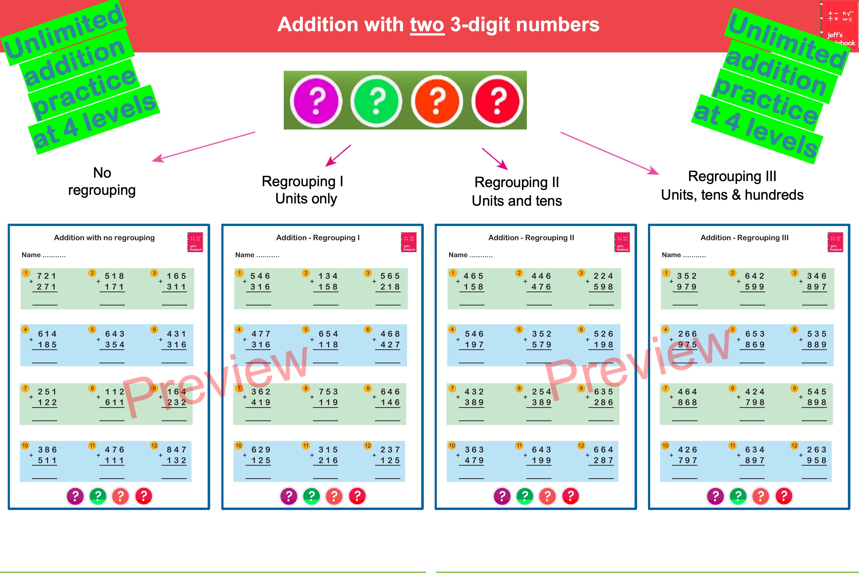 Add And Subtract 3 Digit Numbers With Without Regrouping Teaching