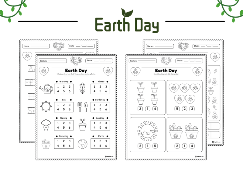 Earth Day Math and Literacy Activities for Elementary and Kindergarten ...