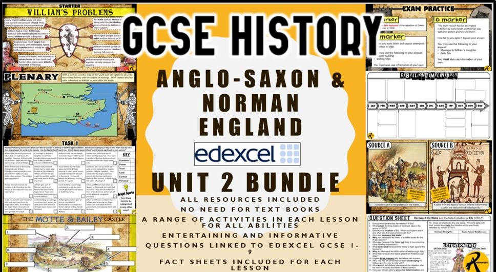 GCSE History Edexcel - Anglo-Saxon & Norman England: Unit 2 - 9 lesson ...