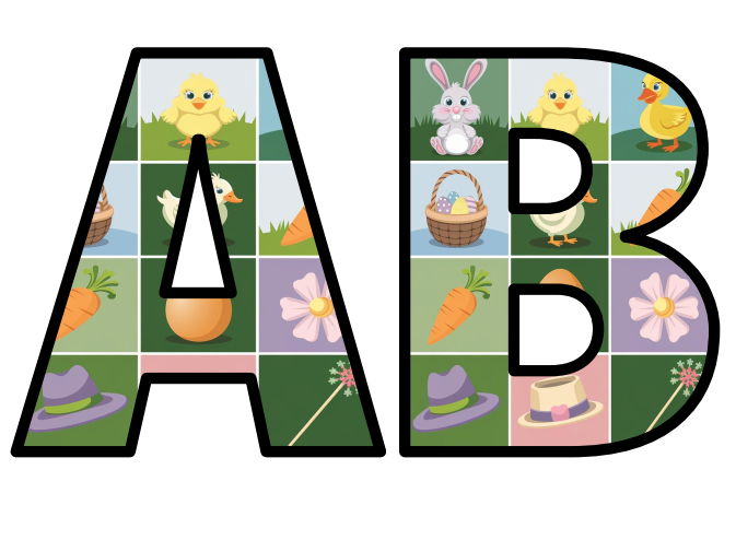 Easter Themed 2025 Eggs Lettering Set Display Title Letters Numbers ...