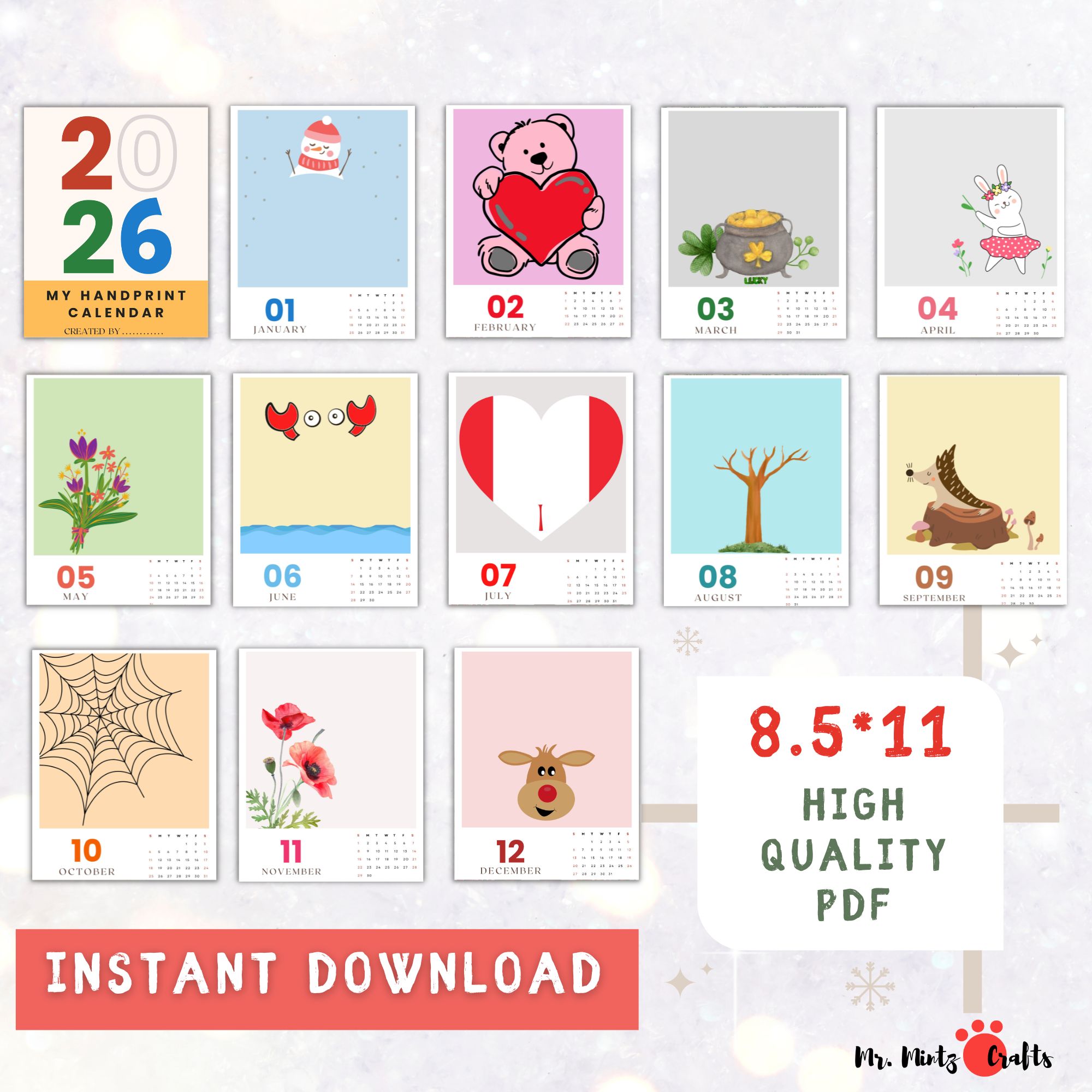 Handprint Calendar 2026 with Canadian Holidays | Teaching Resources