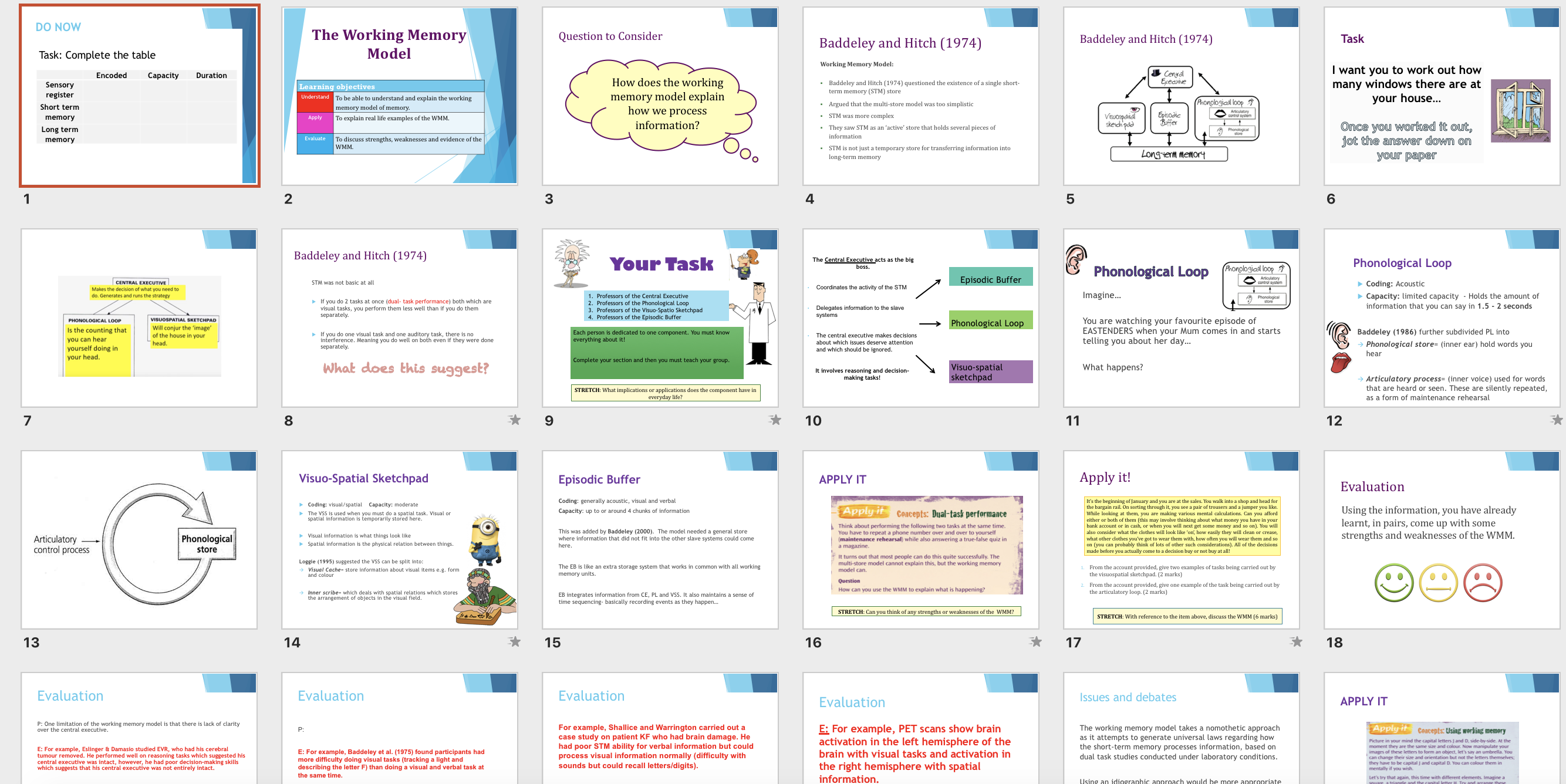 Memory Working Memory Model Wmm Booklet Included Teaching Resources
