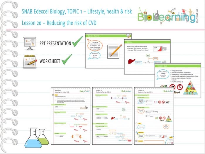 SNAB Biology Topic 1 - Lesson 20 (Reducing the risk of CVD) – WS and ...