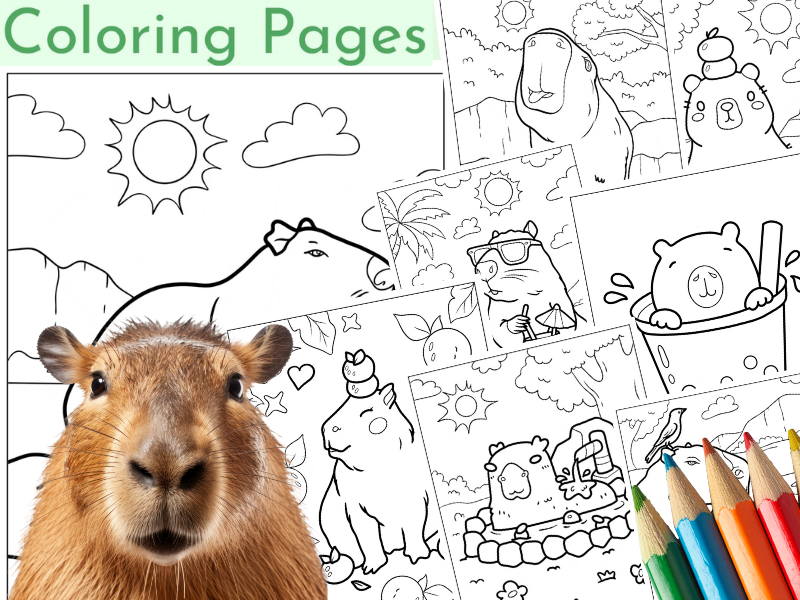 Capybara Coloring Pages – Adorable & Relaxing Printable Fun! | Teaching ...