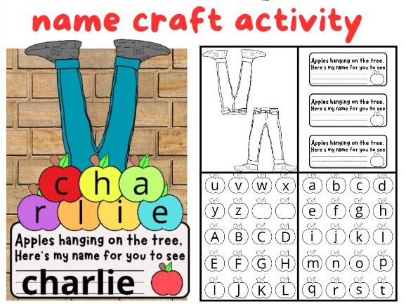 Fall Apple Name Craft, Autumn September Bulletin Board, Back to School ...