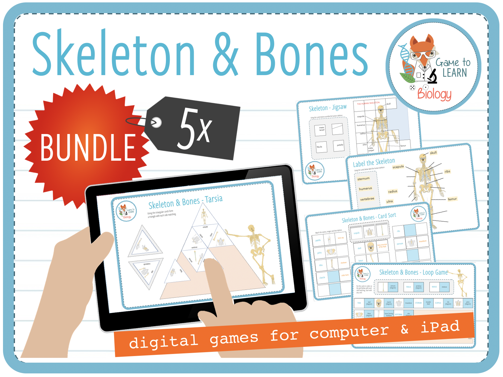 Skeleton and bones - 5x Digital Games & Activities (KS2/3) | Teaching ...
