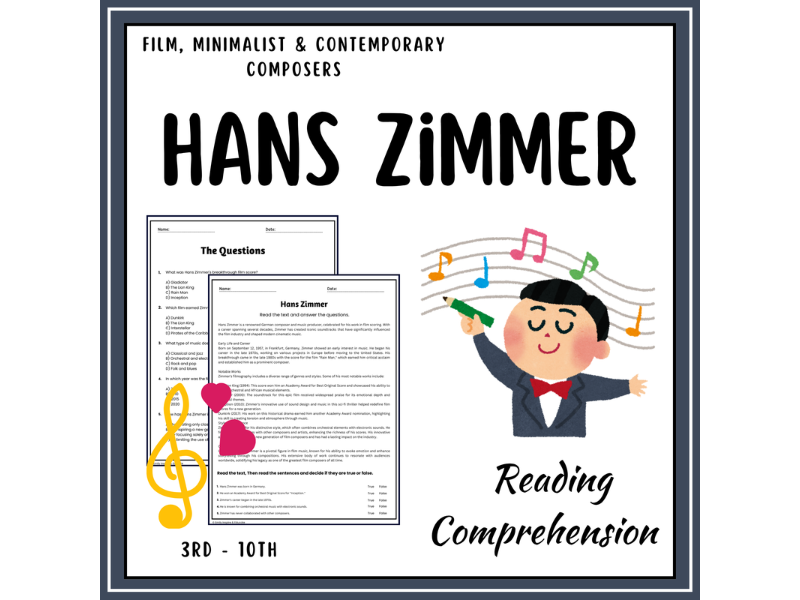 Hans Zimmer - Reading Comprehension Passages & Questions Worksheets ...