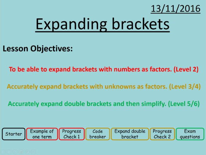 Primary algebra teaching resources: Expanding brackets | TES